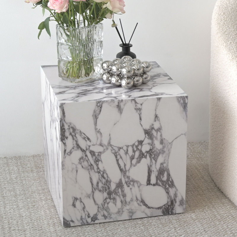 Ivy Bronx Maruin Faux Marble Block Side Table & Reviews | Wayfair